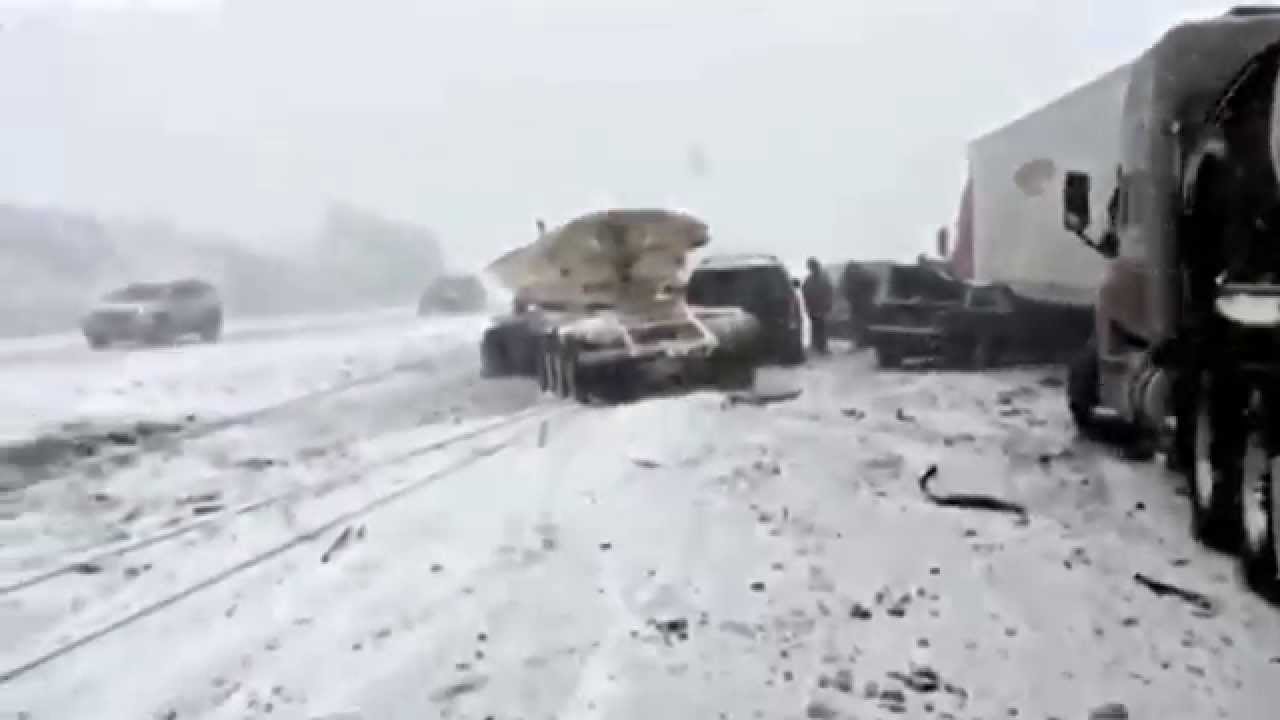 Wyoming I-80 Pile Up Accident West Bound. 4/2015 - YouTube
