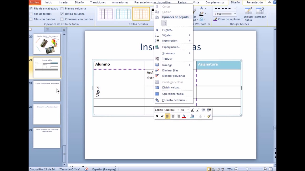 Manejo de Tablas en PowerPoint 20101 - YouTube
