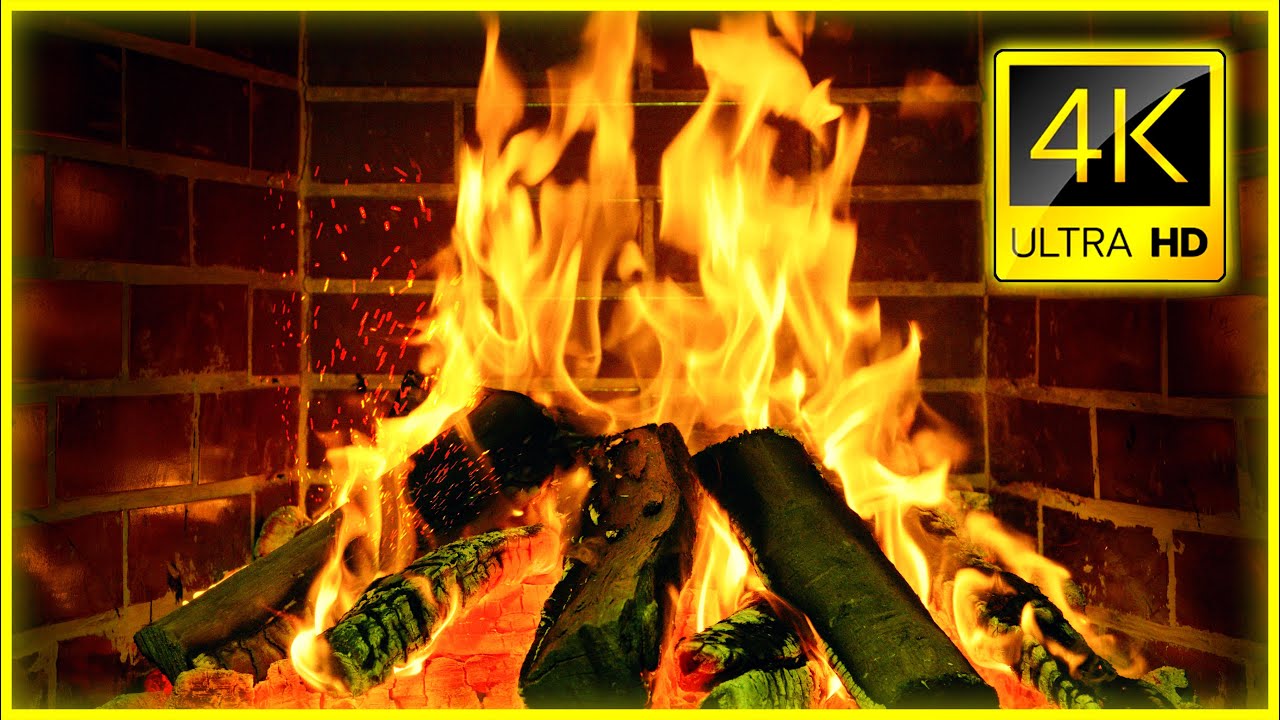 Cozy Night with Relaxing Christmas Fireplace 4K 🔥 Burning Fireplace ...