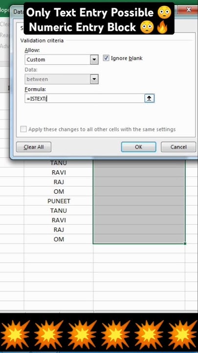 Data Validation Exceltips Shorts Excel Datavalidation Viralshorts