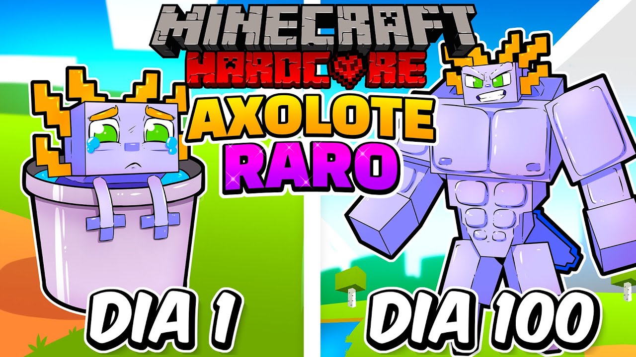Eu sobrevivi 100 dias como um AXOLOTE RARO no Minecraft HARDCORE - YouTube