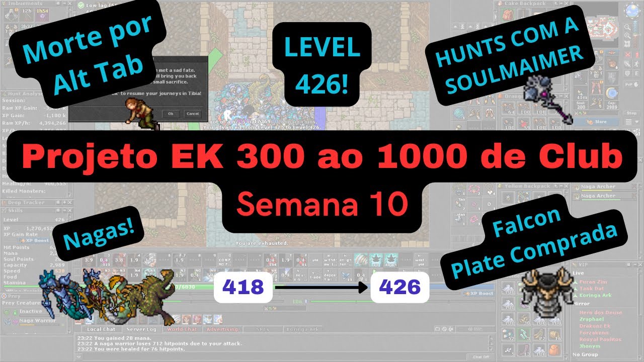[Tibia] EK de Club SOLO - do 300 ao 1000 - Semana 10 - Falcon Plate ...