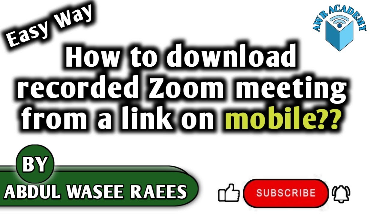 How to download recorded Zoom meeting video from a link on mobile ...