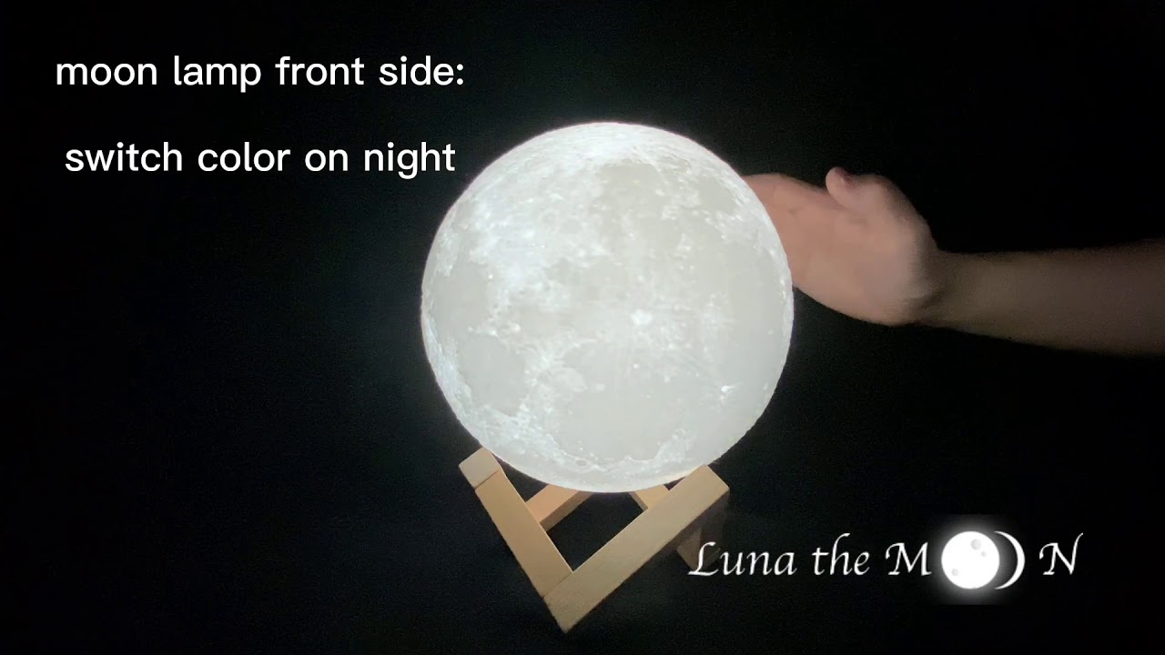 moon lamp front & back side - switch color on night - YouTube