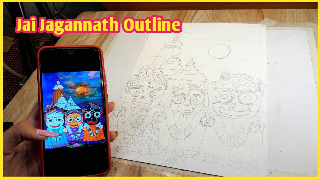 Jagannath drawing easy | step by step | Grid method - YouTube