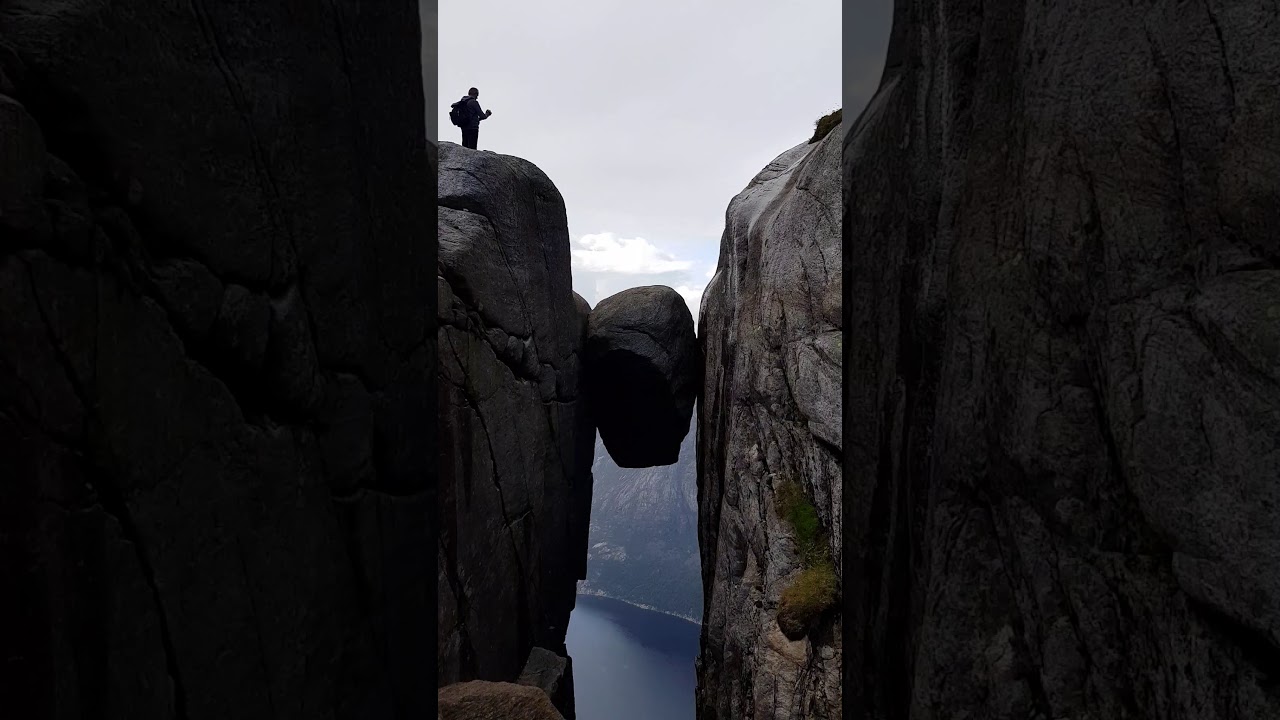 Kjeragbolten.. near fall - YouTube