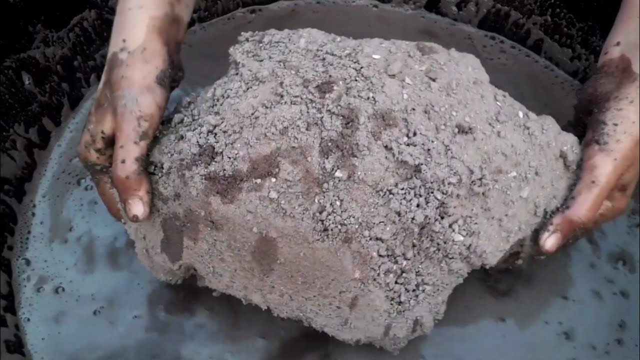 Huge chunks +bowls crunchy sand wet crumbling in lots of water Asmr ...