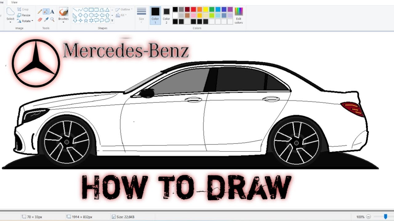 How to draw a Mercedes benz C class - YouTube