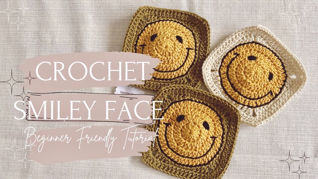 Crochet Smiley Face Granny Square / Crochet Tutorial - YouTube