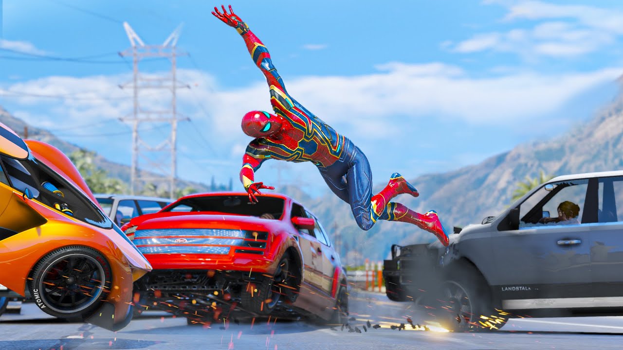 GTA 5 IRON SPIDERMAN vs Super Cars - Spiderman Car Crash (Euphoria ...