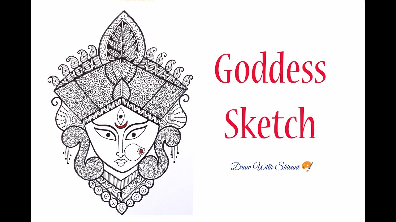 Goddess Sketch using Black Marker/ Doodle art/ Zentangle Drawing - YouTube