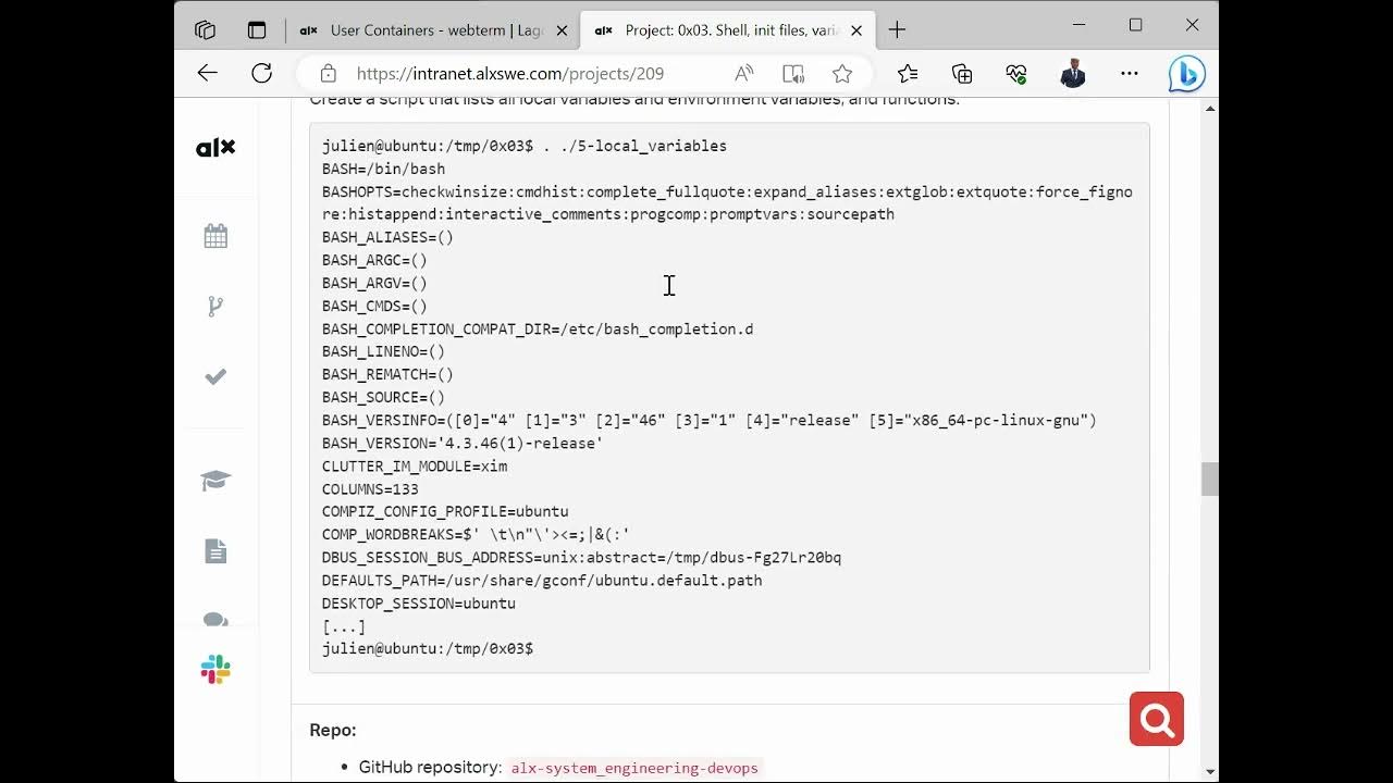 0x03 Shell, init files, variables and expansions - Local variables - YouTube