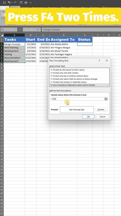 Visualize Task Status in Excel with Icon Sets Easy Guide Amharic #exceltips #excel # ...