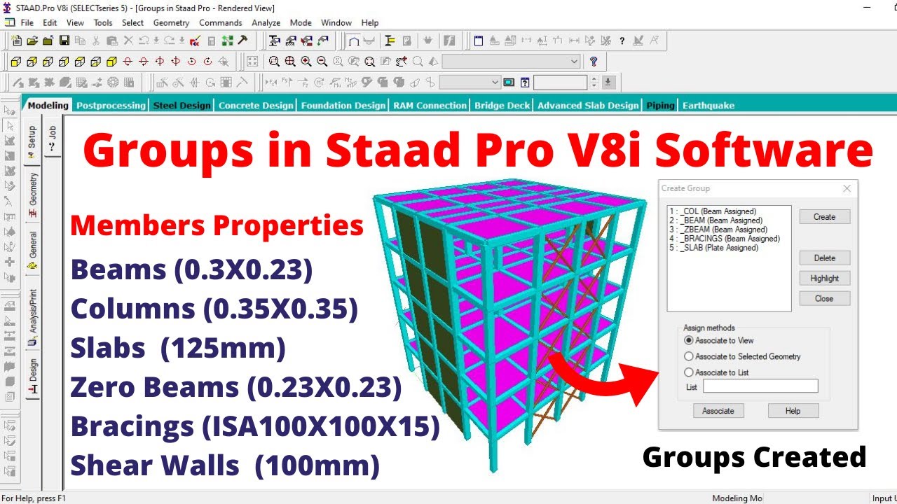 Groups in Staad pro software | material properties | civil engineering ...