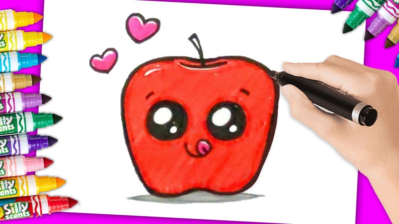 how to draw a apple step by step | cute apple drawing easy | cute apple ...