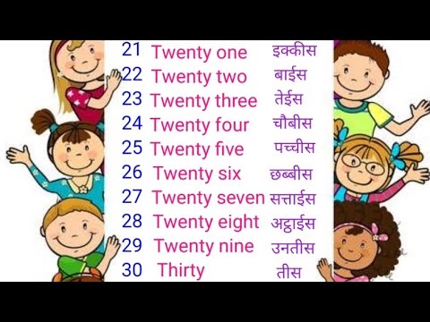 21 to 30 numbers with spelling in Hindi and English, numbers name ...