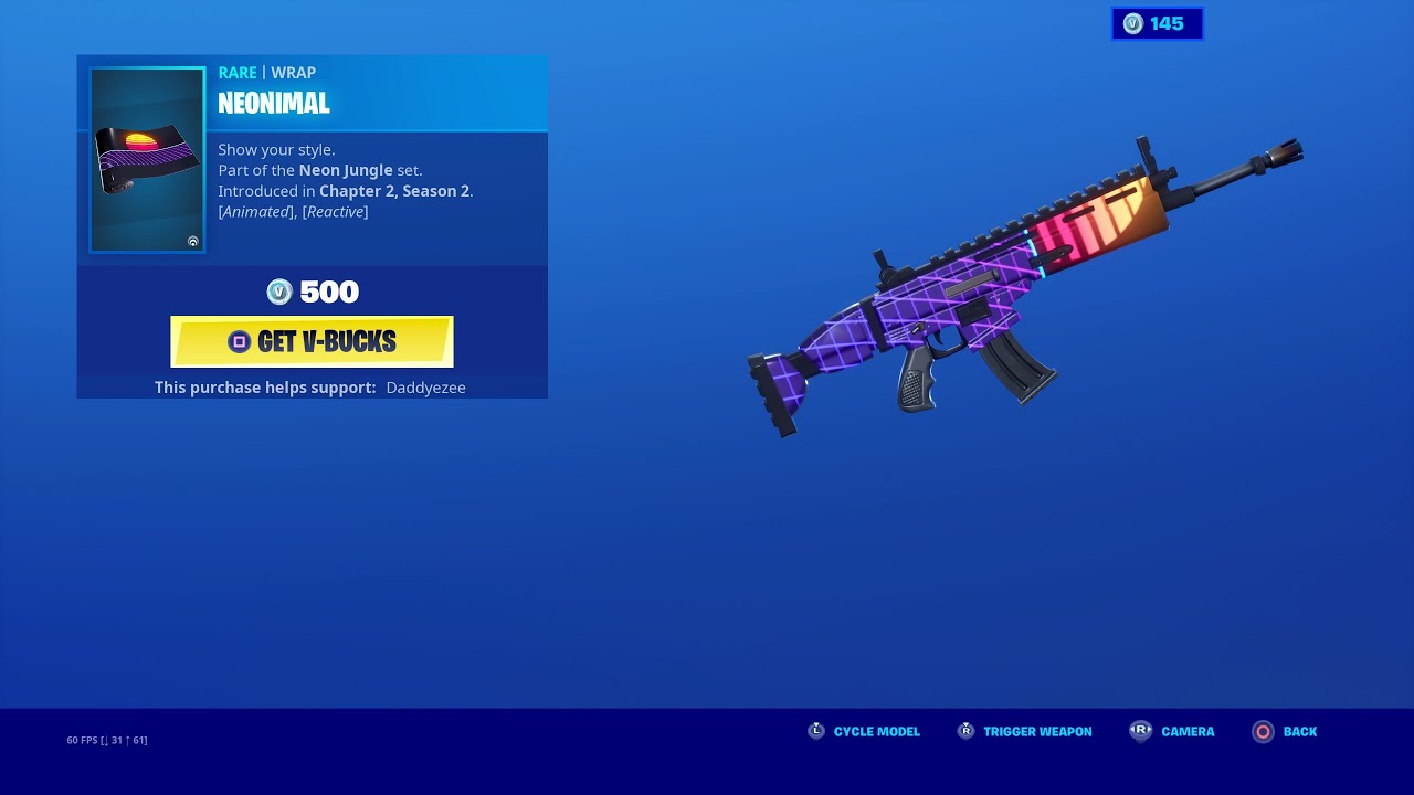 Fortnite Livestream Buying the Neonimal Wrap - YouTube