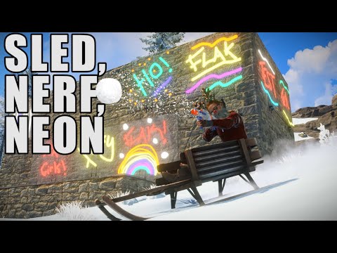 RUST: Sleds, Snowball Launchers and Neon signs!! - YouTube