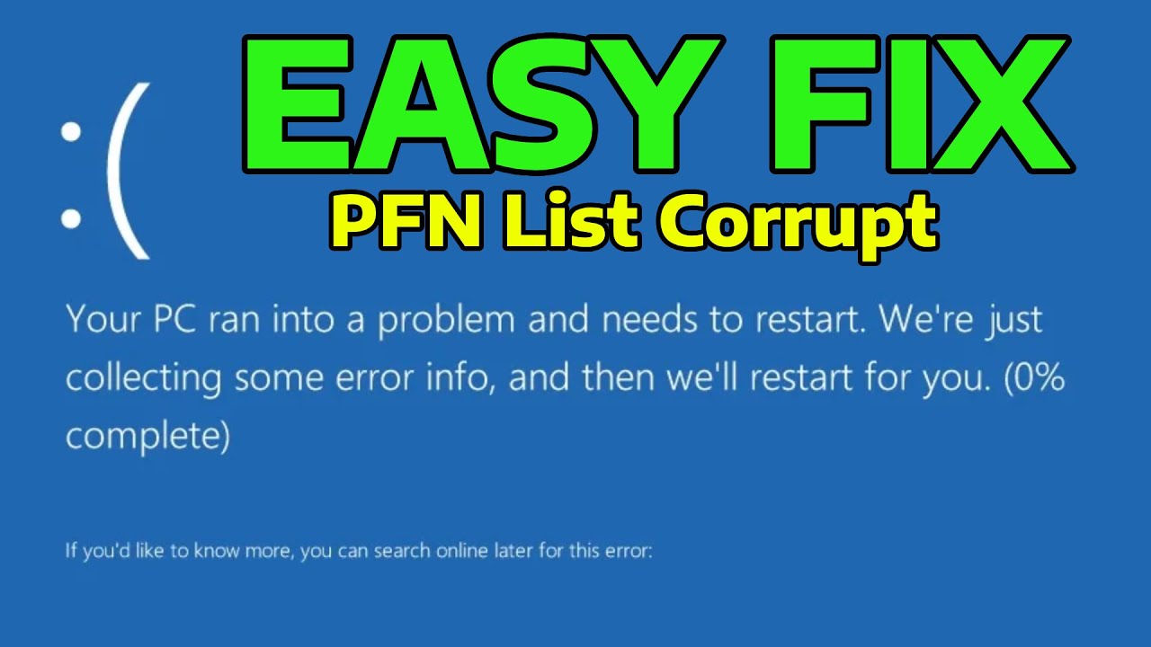 How To Fix PFN LIST CORRUPT Error in Windows (Blue Screen) - YouTube