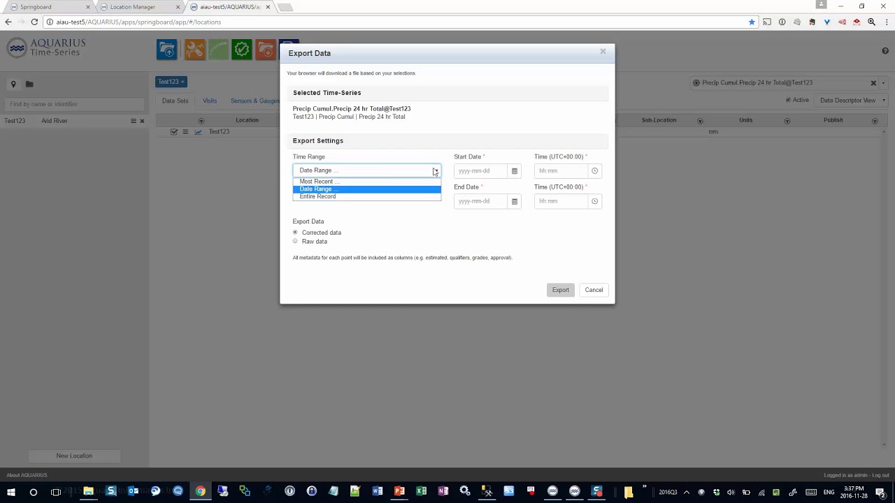 AQUARIUS Time-Series - Exporting Data from AQUARIUS Time Series - YouTube