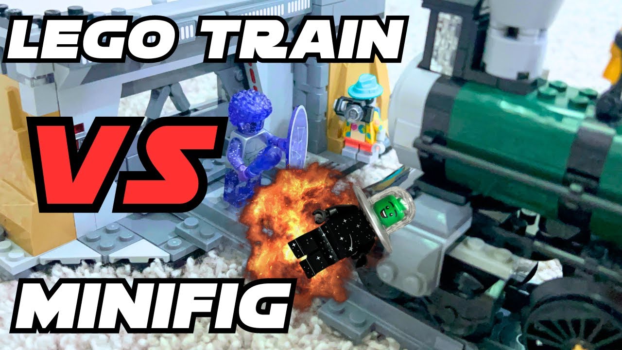 Lego Train Crash Vs Space Lego Minifigs! - YouTube
