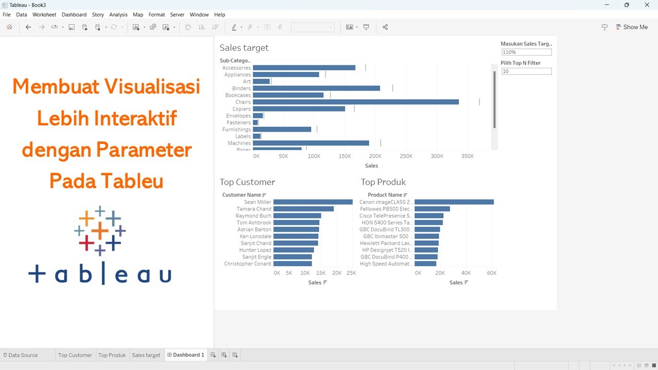 Membuat Dashboard Lebih Interaktif dengan Parameter di Tableau - YouTube