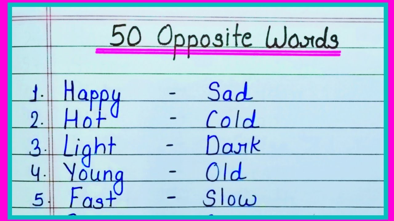 50 Opposite Words // English Opposite Words // Opposite Words ...