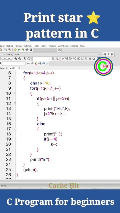 Print Alphabet Pattern In C Programming Cprogramming C Starpattern Programming Ytshort
