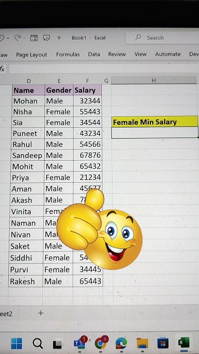 Find Minimum Salary Of Female Employee In Excel 🔥 Minifs Function In Excel 💯 Shorts Bytetech
