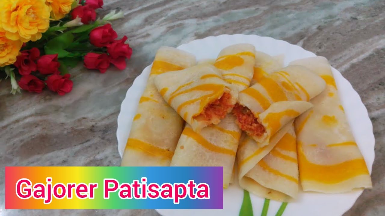 ||Gajor Patisapta||Bengali Patisapta Pitha Recipe||Carrot Patisapta ...