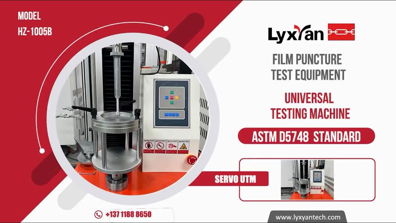 Film puncture test equipment ASTM D5748 test steps - YouTube