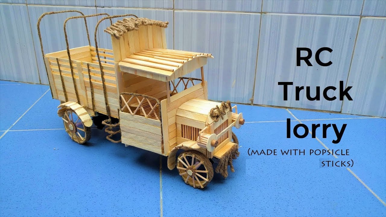 How to make a Popsicle Stick RC Truck lorry - YouTube