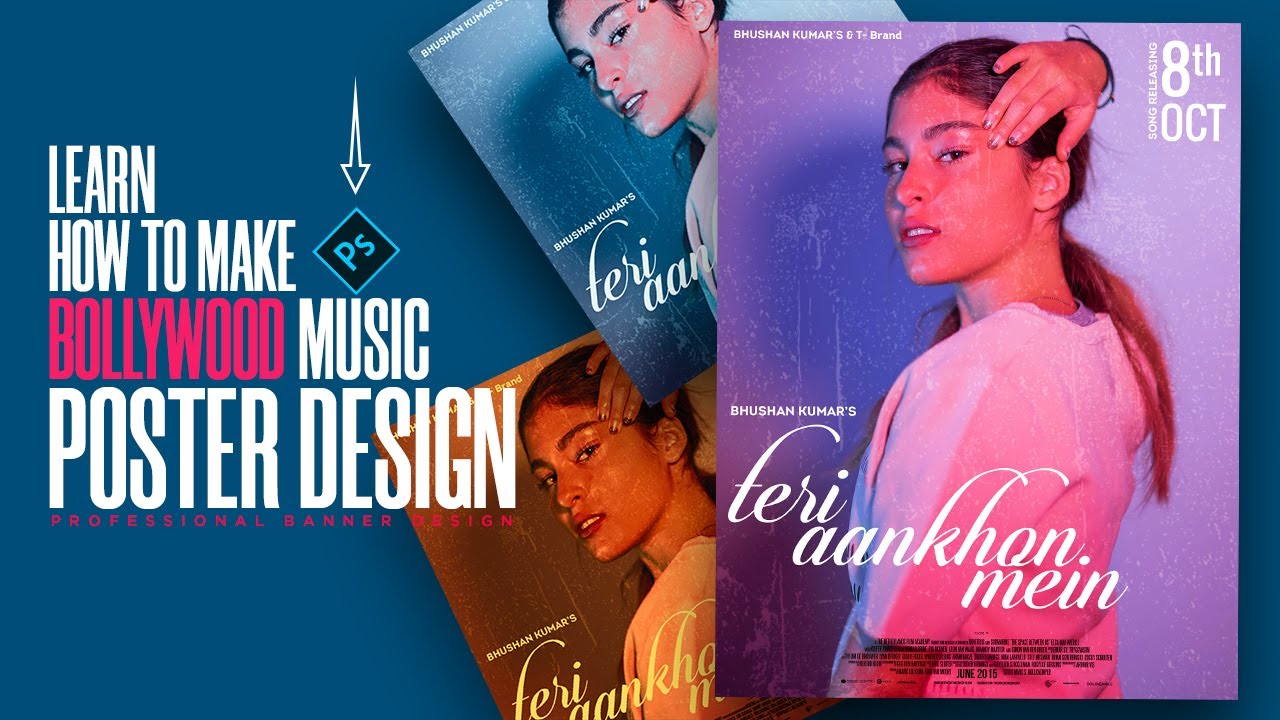 Bollywood Music poster design || Social media post design in Photoshop ...