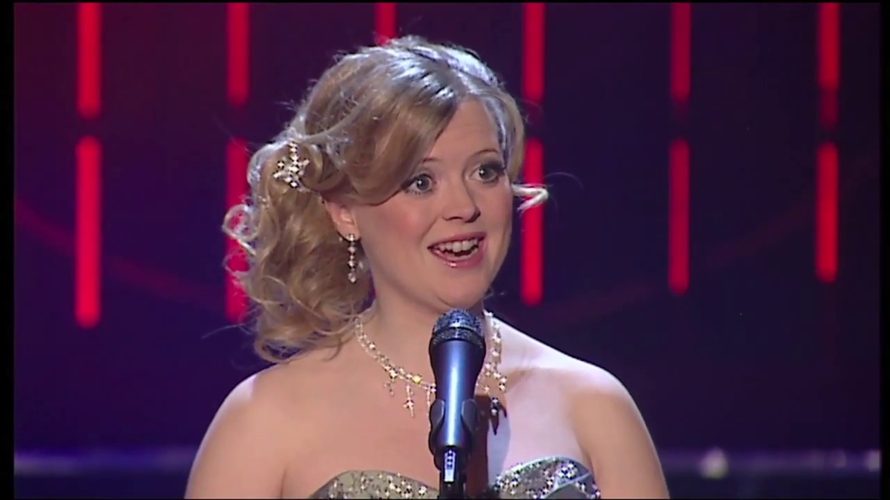 Fflur Wyn in satin dress - YouTube