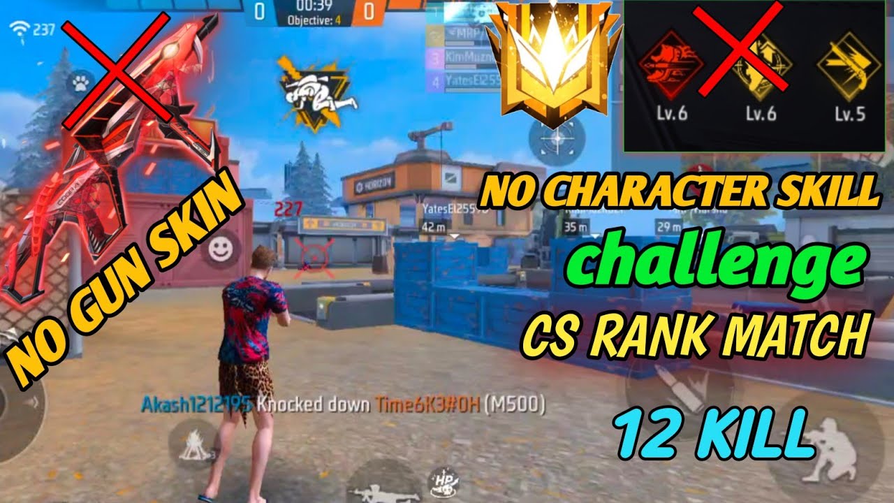 No Gun Skin No Character Skill Challenge CS Rank Match !! - YouTube