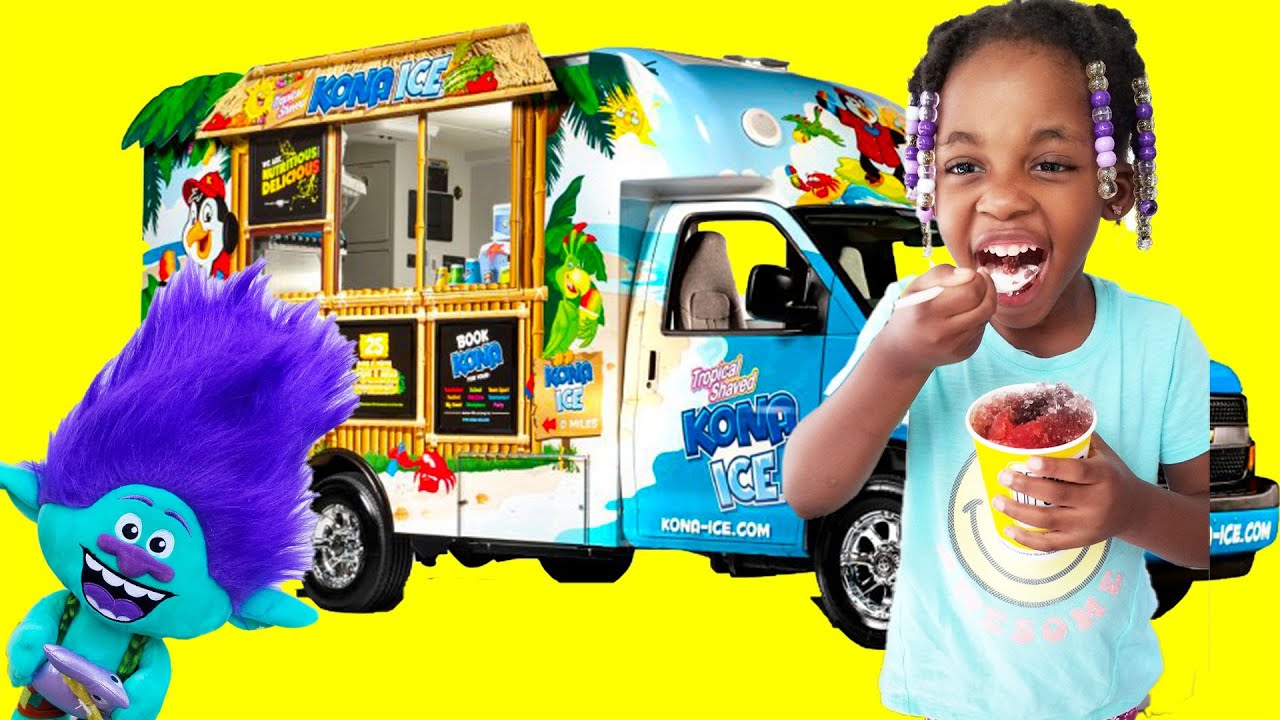 Branch Trolls 2 and The Magic Dice Ice Cream Slushie Kona Ice Truck ...