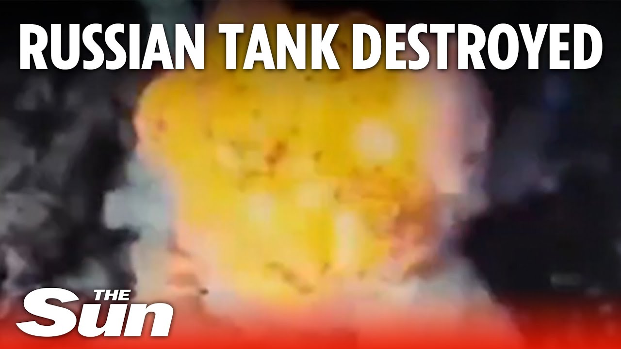 Russian tank EXPLODES after Ukrainian FPV drone strike - YouTube