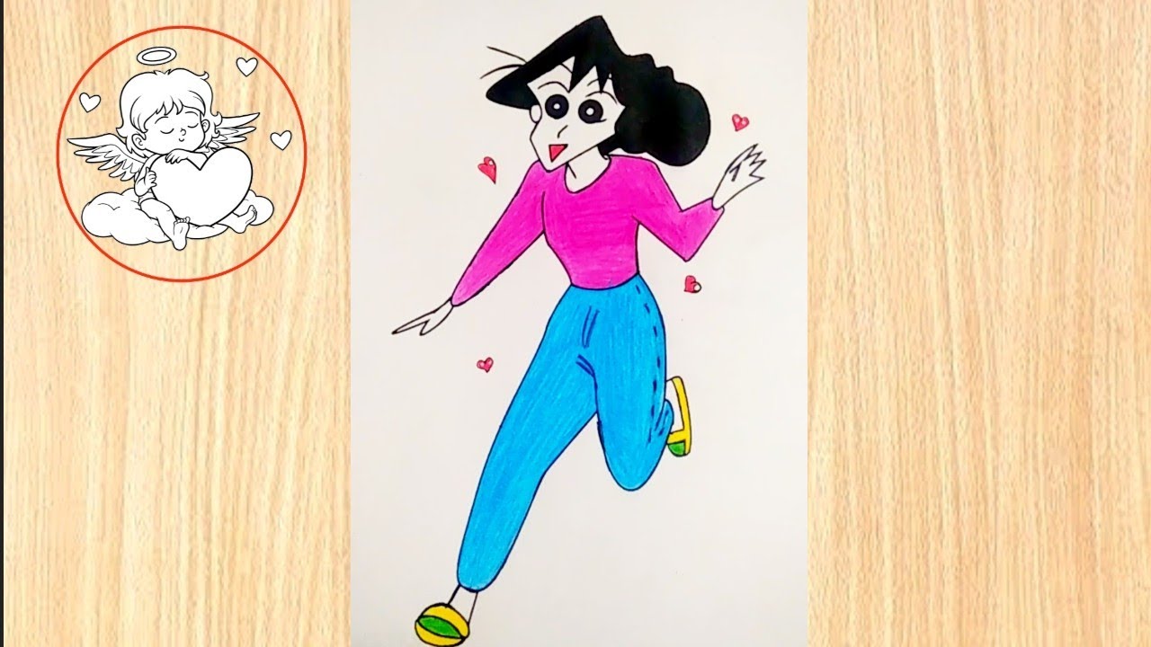 How to Draw shinchan Mom | Misae Nohara Drawing | cute love drawing ...