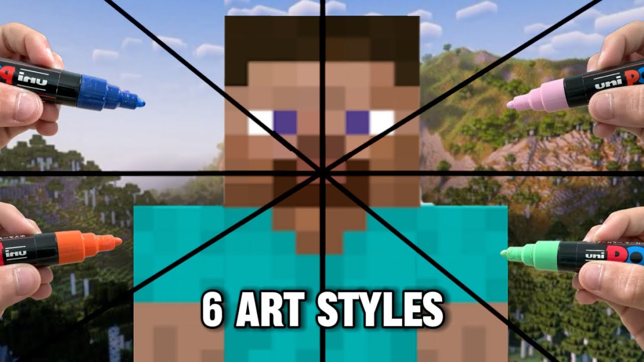 Drawing Steve, in 8 different styles! |500k sub special| - YouTube