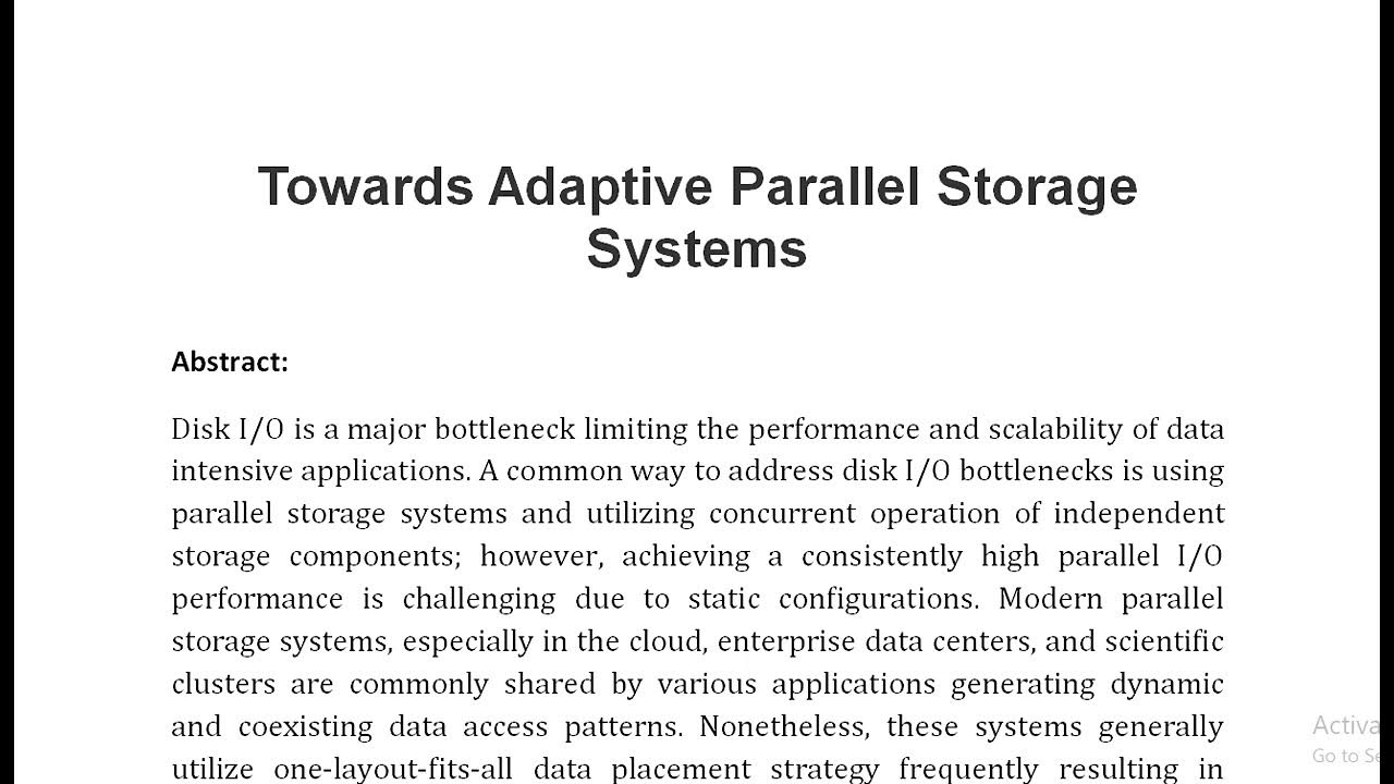Towards Adaptive Parallel Storage Systems - YouTube