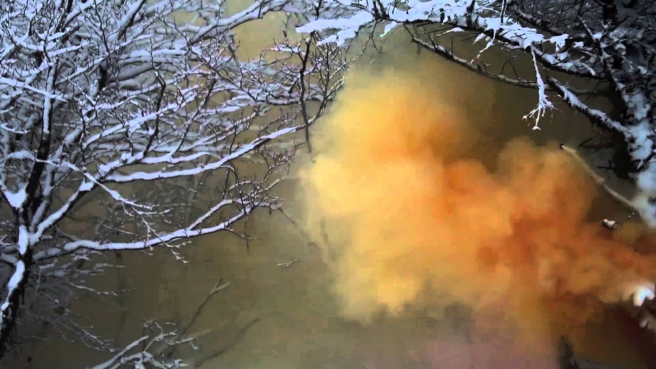 Colored smoke bomb + snow - YouTube