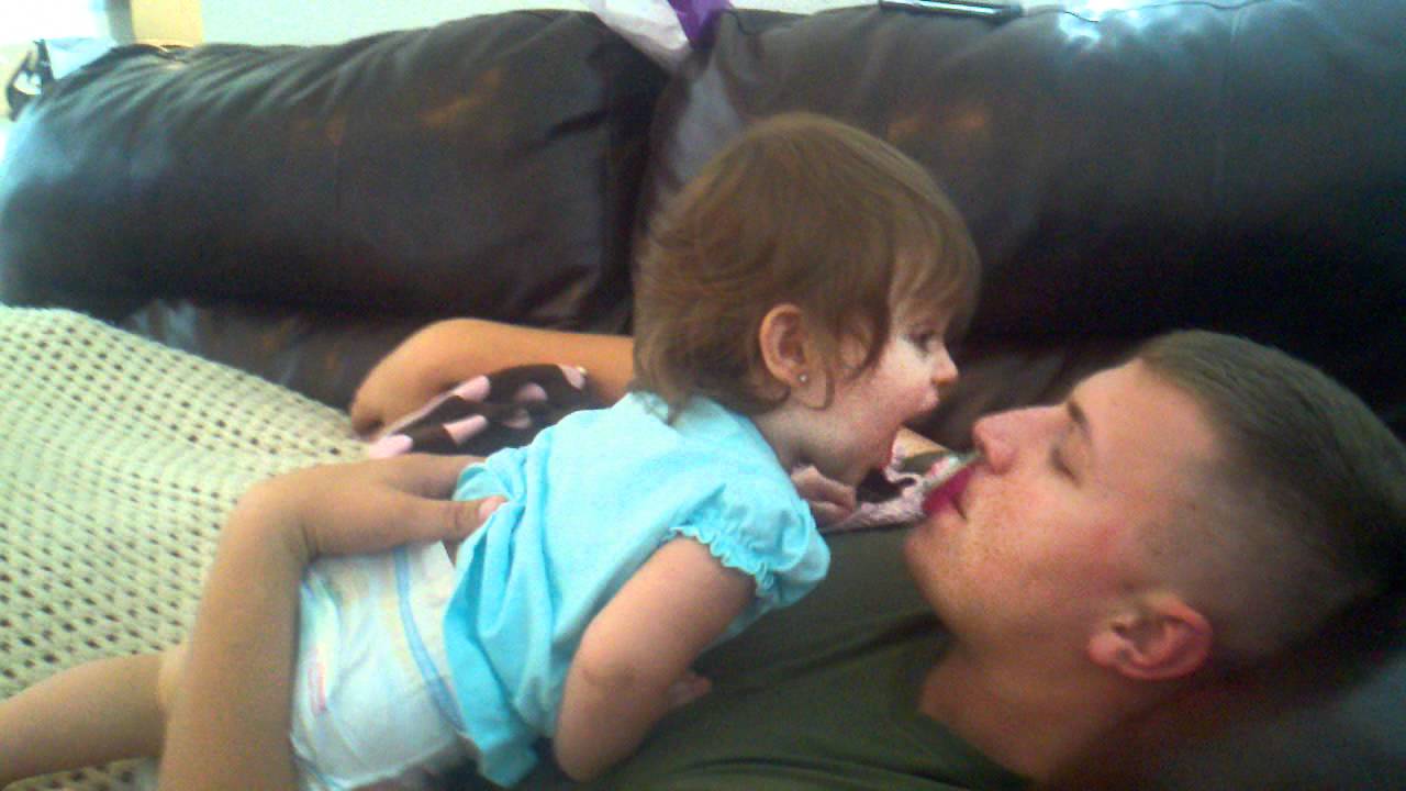 Kennah-ben sharing her pacifier with Daddy - YouTube