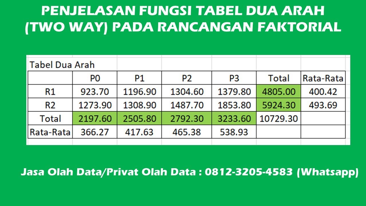 Fungsi Tabel Dua Arah Pada Uji Anova Faktorial - YouTube