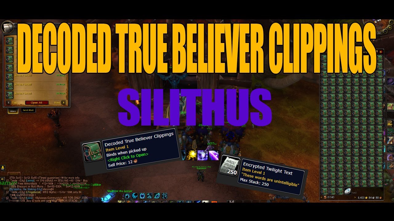 Silithus Farm - Decoded True Believer Clippings - Opening - YouTube