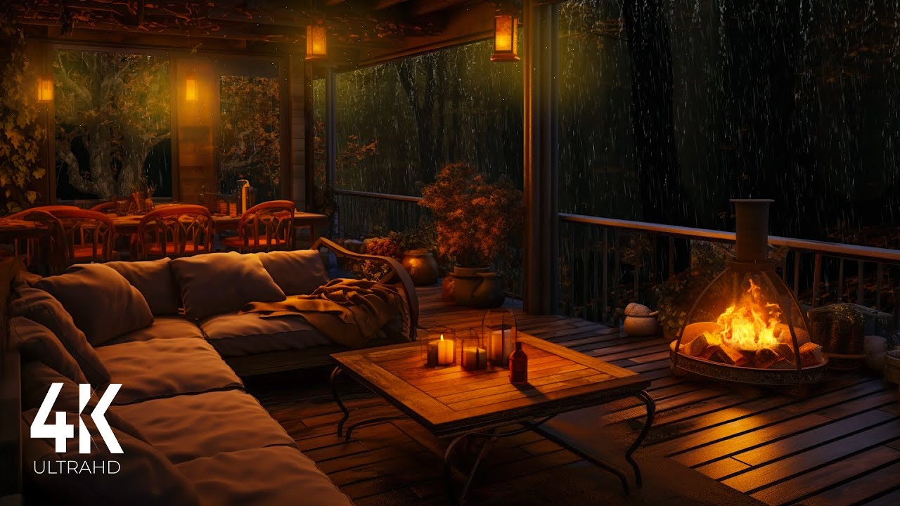 🔴 Autumn Rainy Day | Relaxing Fireplace & Rain Sounds | Fall Ambience ...