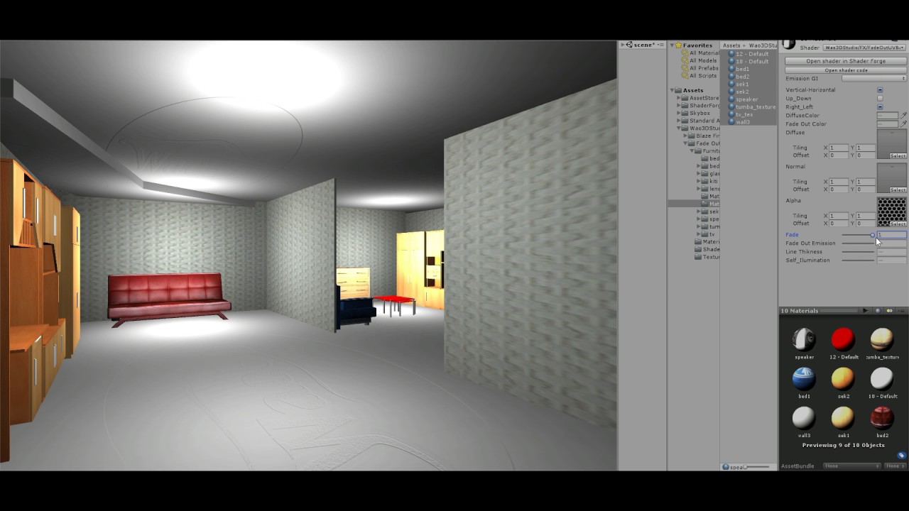 Unity 3D Fade Out Shader Interiors Self ilumination - YouTube