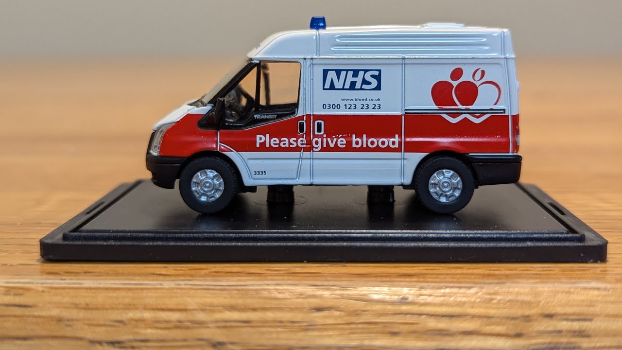 Oxford Diecast NHS blood donor Ford Transit van review - YouTube