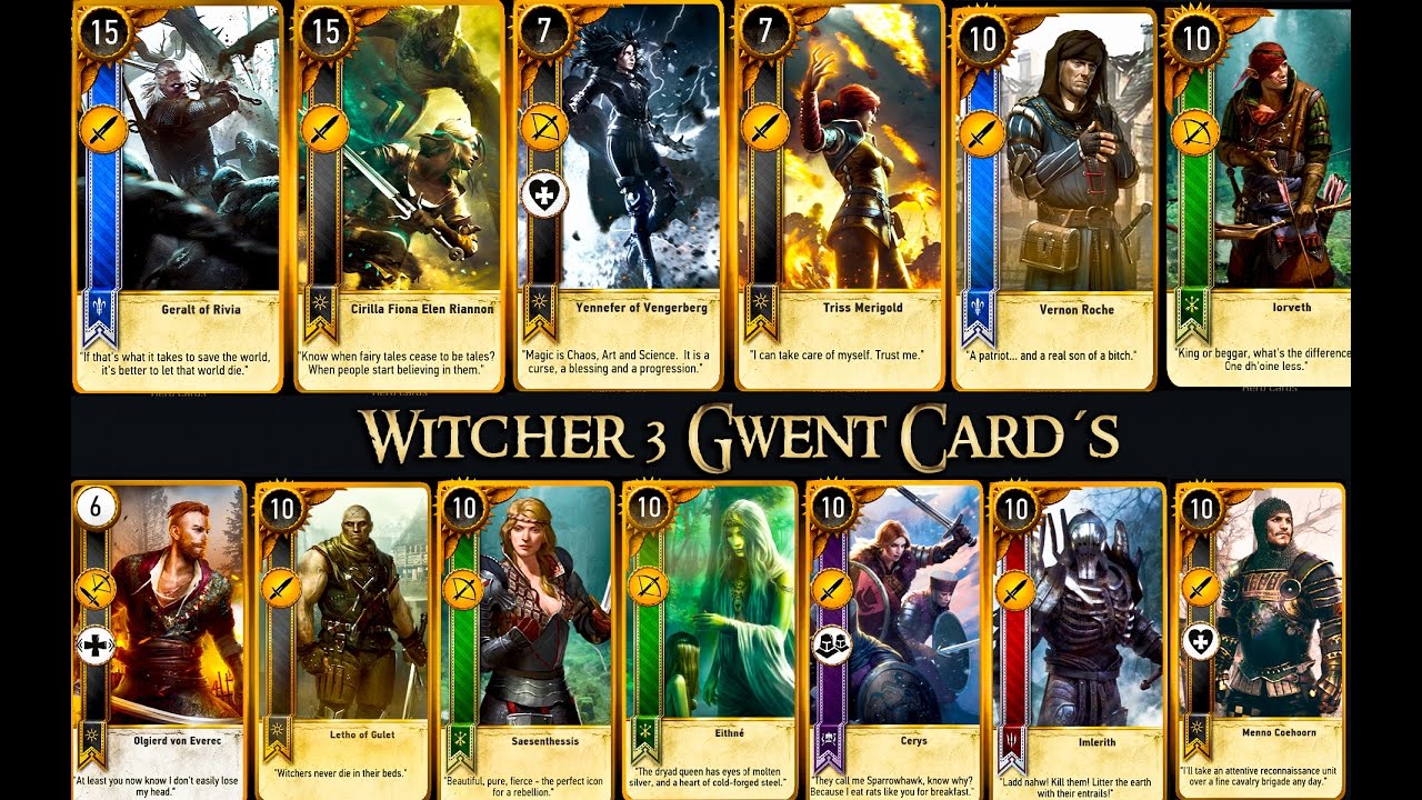 Witcher 3 Gwent Cards Velen Novigrad Cunny of The Goose Vesemir ...