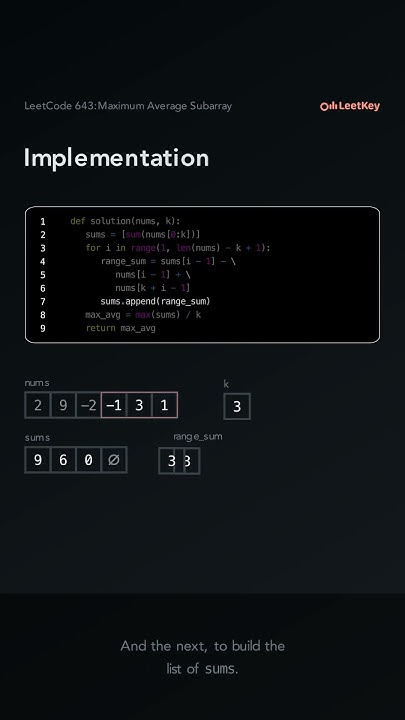 LeetCode 643: Maximum Average Subarray I - Python Solution - YouTube