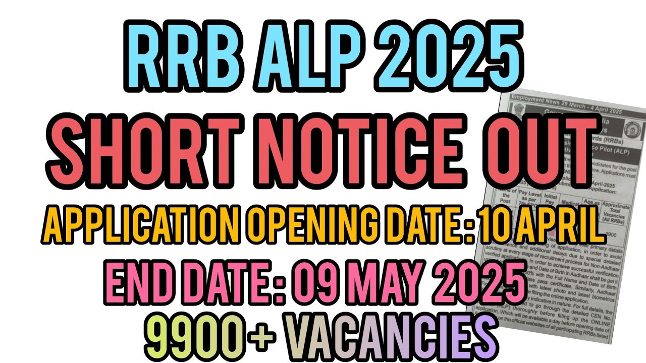 RRB ALP Notification 2025 Short Notice out | Age Limit| Starting Date ...